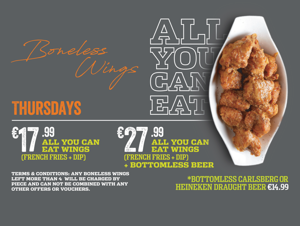 Buffalo Wings and Rings Limassol - THURSDAY BONELESS & BOOTOMLESS BEER